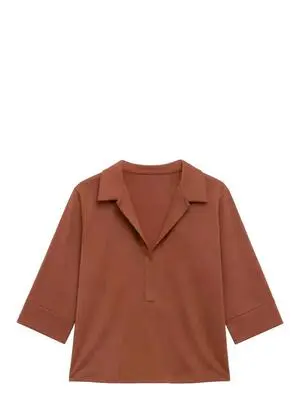 Max Mara Three-quarter Sleeve Spread Collar Blouse - Brown