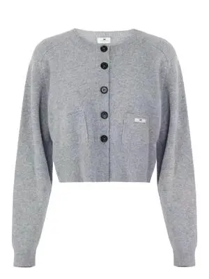 Elisabetta Franchi Wool And Cashmere Cropped Cardigan - Grey