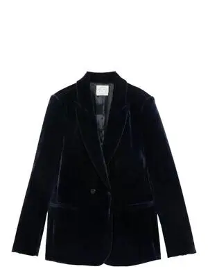 FORTE_FORTE Double-breasted Velvet Blazer - Blue