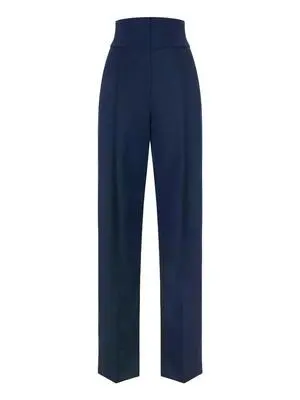 Elisabetta Franchi High-waisted Gabardine Trousers - Blue