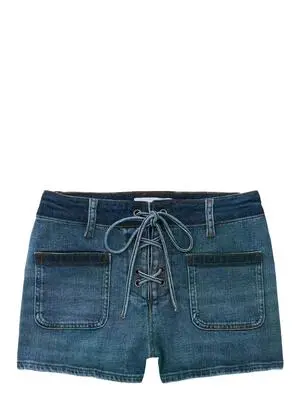 Ba&sh Denim Lace-up Shorts - Blue