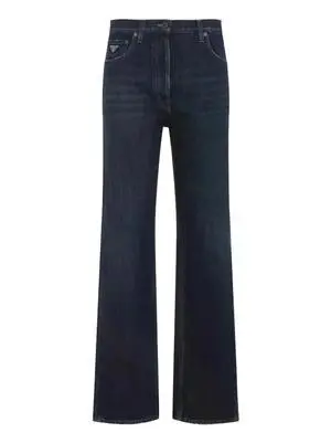 Prada Prada Logo Plaque Wide-Leg Jeans Blue