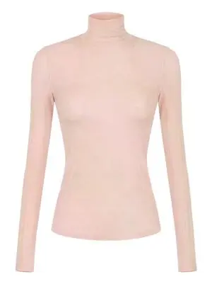 Elisabetta Franchi Lightweight Jersey Turtleneck Top With Ribbed Inserts - Neutrals