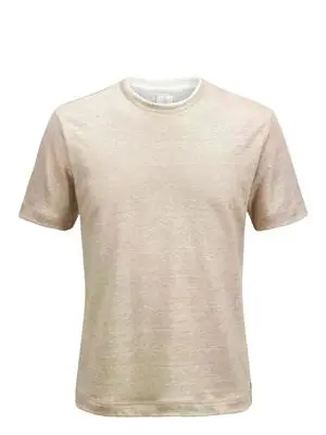 Eleventy Layered-neck Linen T-shirt - Neutrals