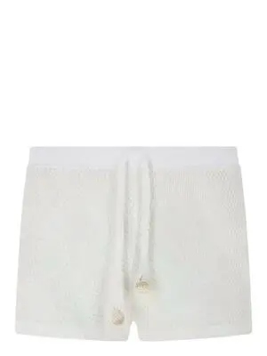 PIN-UP STARS Crochet Drawstring Shorts - White