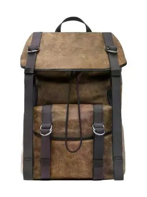 MAISON MARGIELA Crackle Effect Leather Backpack - Brown