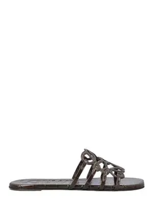 Loewe Petal Anagram Crocodile-effect Sandals - Brown
