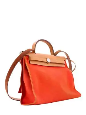 Hermès Herbag Zip Leather And Toile 31 Shoulder Bag - Orange