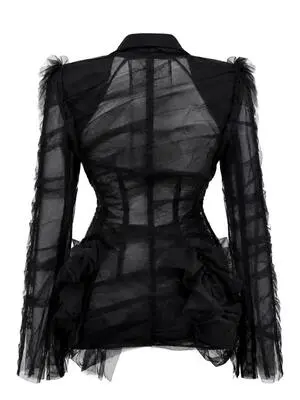 Matieres Fecales Ruffled-detail Jacket - Black