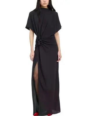 ROTATE BY BIRGER CHRISTENSEN Maxi Draped Slit Dress - Black
