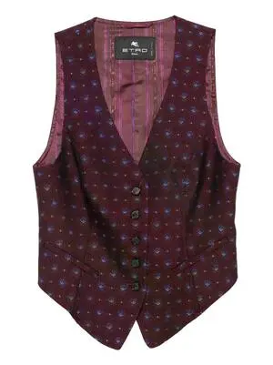 Etro Geometric Pattern V-neck Waistcoat - Brown