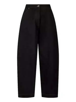 STUDIO TOMBOY Contrast Stitch Cotton Trousers - Black