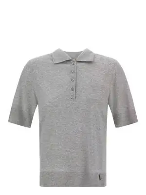 Herno Ribbed Knit Buttoned Polo Shirt - Grey