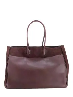 Burberry Rocking Horse Leather With Suede Tote Bag - Brown