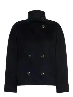 Max Mara Double-breasted High-neck Coat - Blue