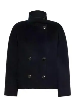 Max Mara Max Mara Double-Breasted High-Neck Coat Blue