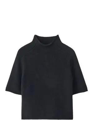 LISA YANG Short-sleeve Funnel Neck Top - Black