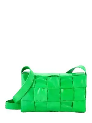 Bottega Veneta Cassette Maxi Intrecciato Leather Crossbody Bag - Green