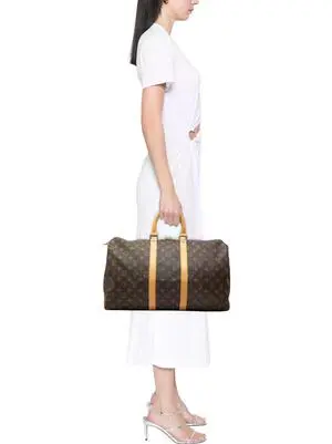 LOUIS VUITTON Monogram Keepall 45 Travel Bag - Brown