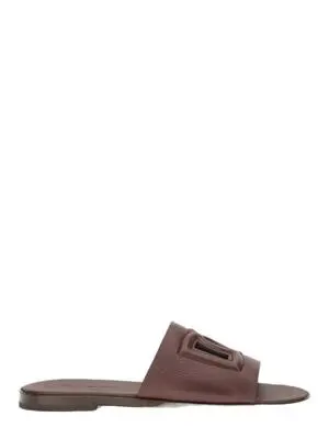 DOLCE & GABBANA Dolce & Gabbana DG Logo Leather Slides