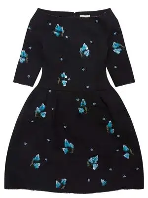 SHUSHU/TONG Floral Embroidered Mini Dress - Black