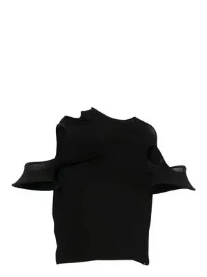 Junya Watanabe Asymmetrical Cut-out Cold-shoulder Top - Black
