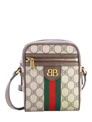 Balenciaga X Gucci The Hacker Project Zip Messenger Bag Bb Coated Canvas Mini Crossbody Bag - Brown