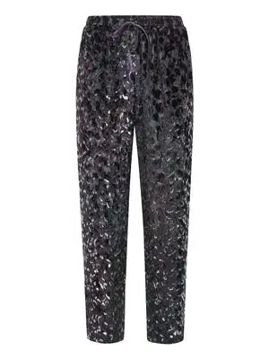 PIERRE-LOUIS MASCIA Leopard-pattern Velvet-effect Trousers - Brown