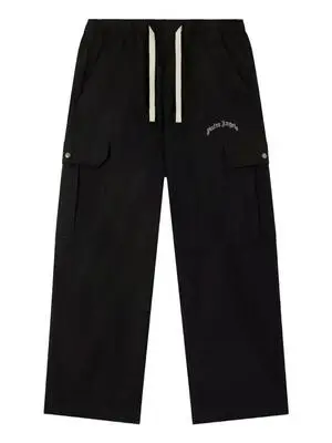 Palm Angels Curved Logo Cargo Trousers - Black