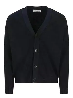 STONE ISLAND Stone Island Ribbed Knit V-Neck Cardigan