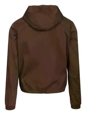 MOORER Hooded Zip-up Jacket - Brown