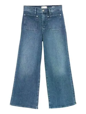 FRAME Le Slim Palazzo Crop Patch-pocket Jeans - Blue