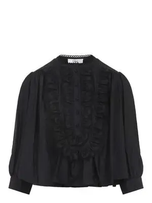 Chloé Ruffled Lace-trim Blouse - Black