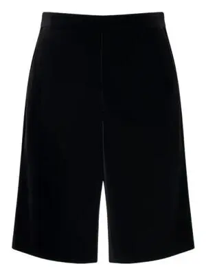Valentino Garavani Tailored Wide Leg Velvet Bermuda Shorts - Black