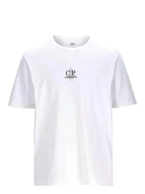 C.P. COMPANY Logo-embroidered Crew-neck T-shirt - White