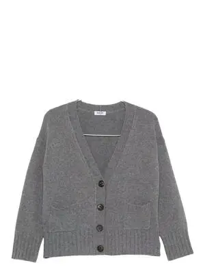 BASE V-neck Cardigan With Button Fastening - Grey