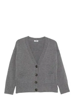 BASE V-neck Cardigan With Button Fastening - Grey