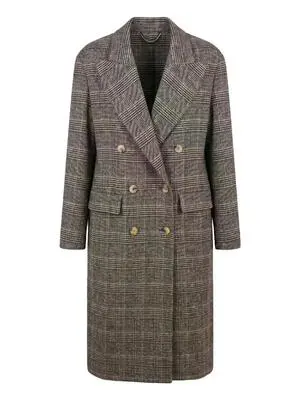 Ermanno Scervino Checked Double-breasted Coat - Brown