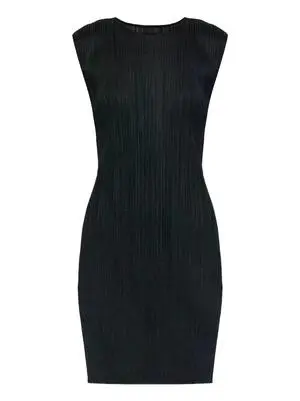 Issey Miyake Pleated Sleeveless Mini Dress - Black