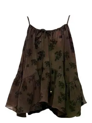 ÉPINGLER Floral Print Ruffled Blouse - Brown