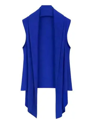 Alberta Ferretti Sleeveless Open-front Draped Top With Shawl Lapels - Blue