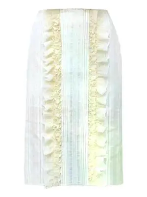 ÉPINGLER Ruffled High-waisted Midi Skirt - White
