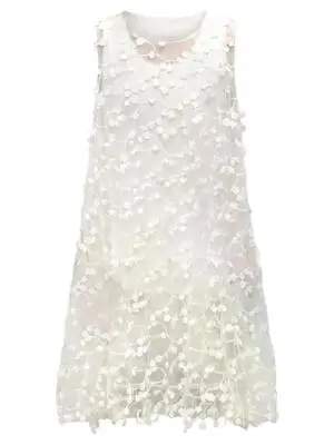 ÉPINGLER Embroidered Jacquard Mini Dress - White