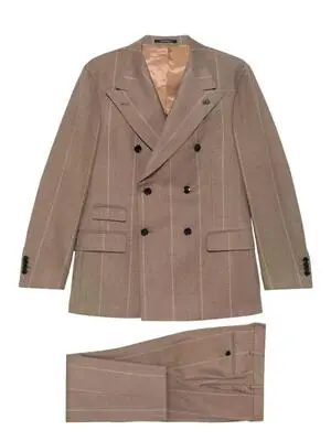 GABRIELE PASINI Double-breasted Pinstriped Suit - Brown