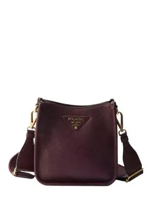 Prada Prada Mini Leather Shoulder Bag With Woven Tape Strap Red