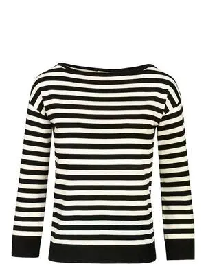 Max Mara Striped Boat Neck Sweater - Black