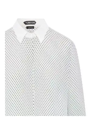TOM FORD Geometric Print Silk Shirt - White