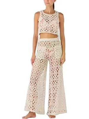 PALMACEA Crochet Knit Trousers - Neutrals
