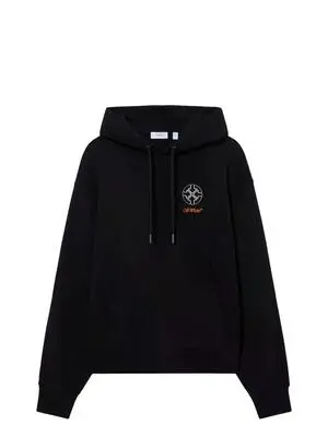 Off-White Cotton Logo Print Hoodie - Black