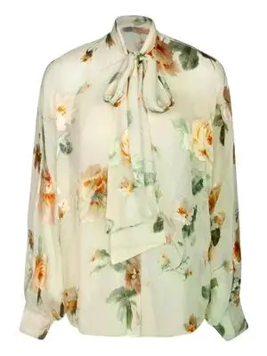 Zimmermann Carousel Burnout Floral-print Pussy-bow Blouse - Neutrals